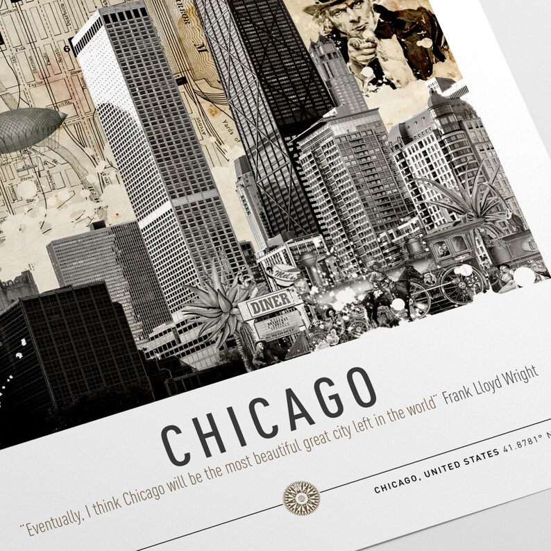 Chicago Poster. Chicago Skyline Poster. American Railroad - Etsy