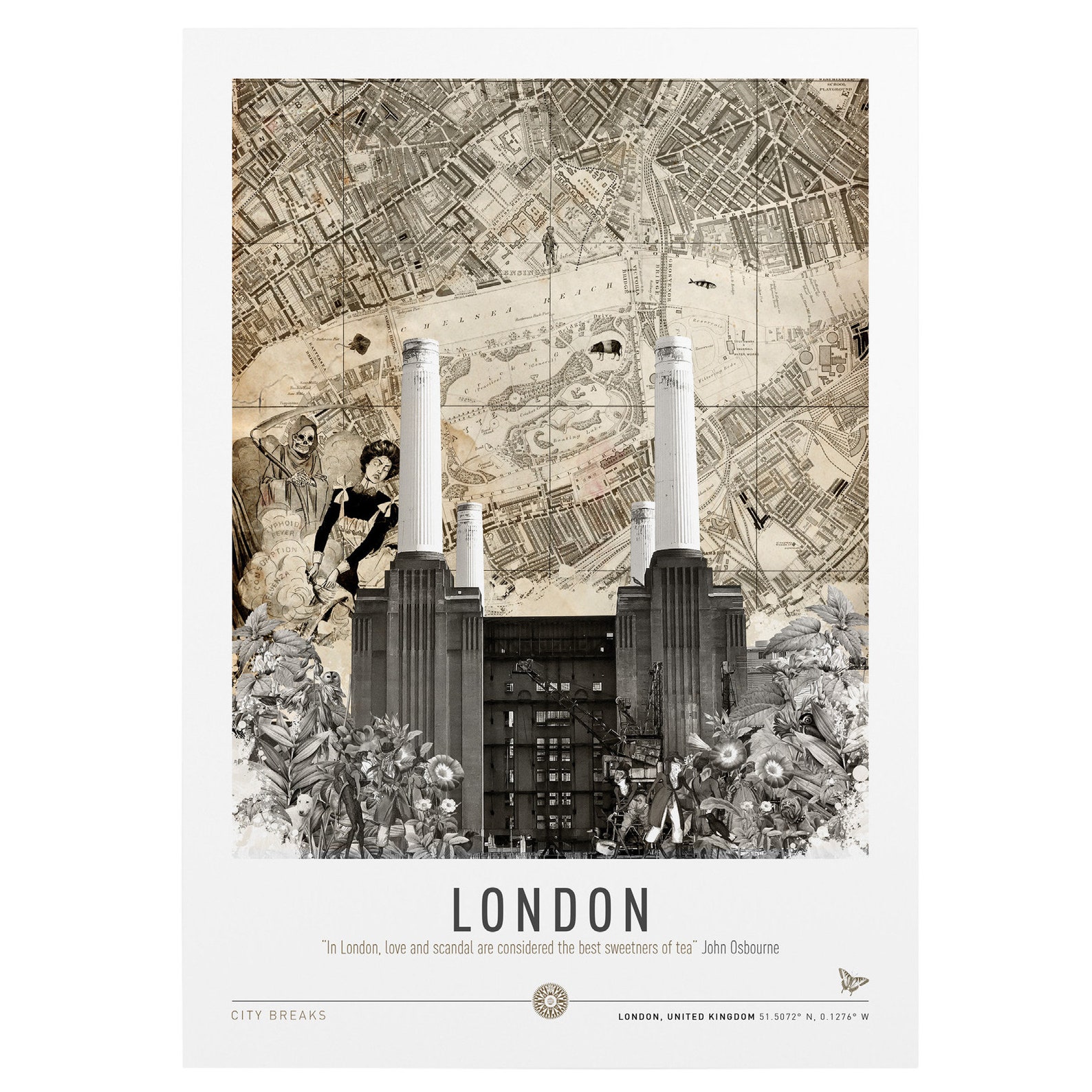 London Poster. London Skyline Poster. Battersea Power Station Poster ...