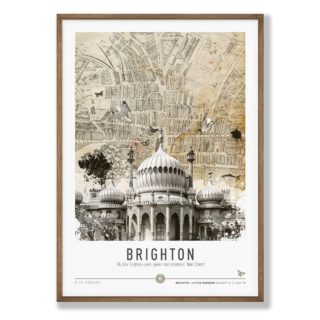 Brighton Poster. Royal Pavilion. Travel Poster. Vintage Map. City Break ...