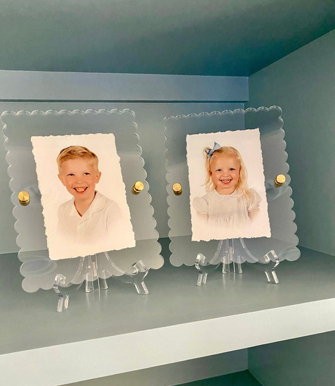 Clear Acrylic Frame With Scalloped Edge, Custom Picture Frame, Floating ...