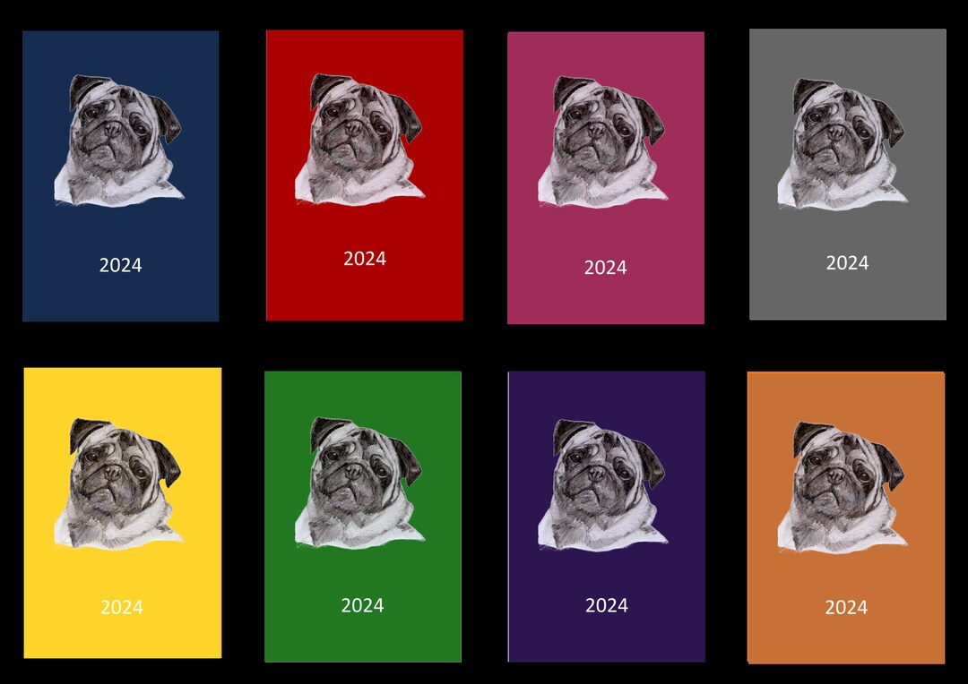 Pug 2025 Week per View Diary: A5 or A6, Dog Show, Normal or Appointment ...