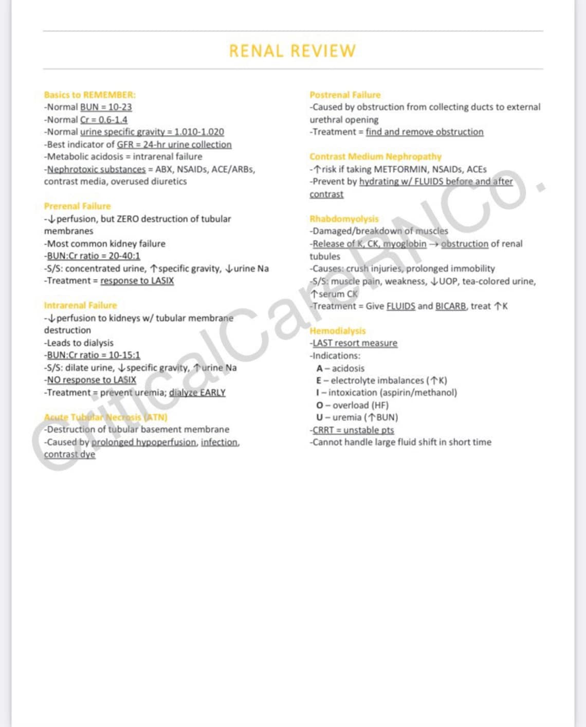 CCRN Exam Review, Exam Study Guide, Cram Sheet, Printable Review ...