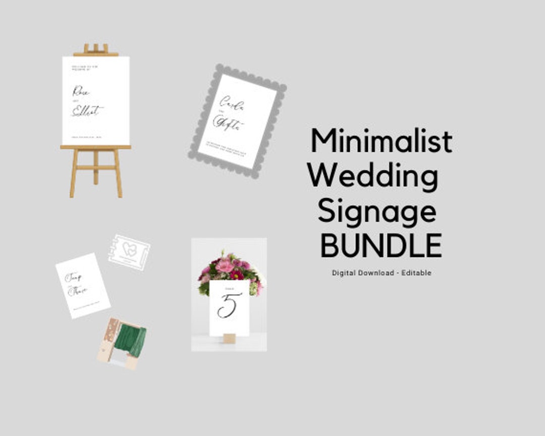 Minimalist Wedding Signage Bundle - Etsy