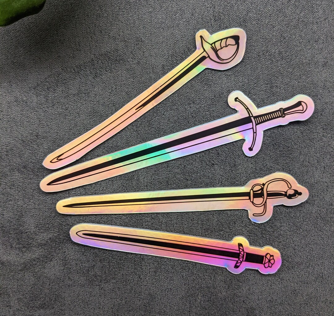 Holographic Historical Sword Stickers - Etsy
