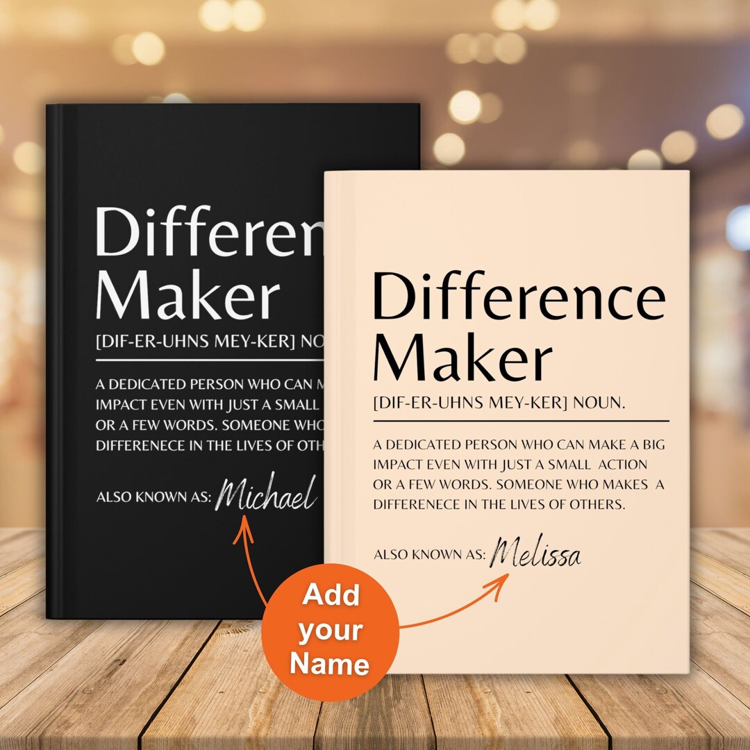 Personalized Difference Maker Journal, Coworker Birthday Gift, Difference Maker Definition Gift ...