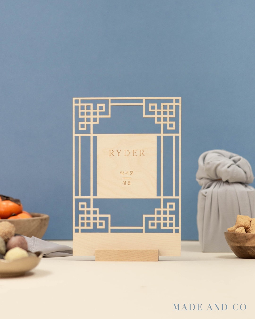 Custom-modern Traditional Korean Dohl Tower Wood Sign - Baekil 백일 100th ...