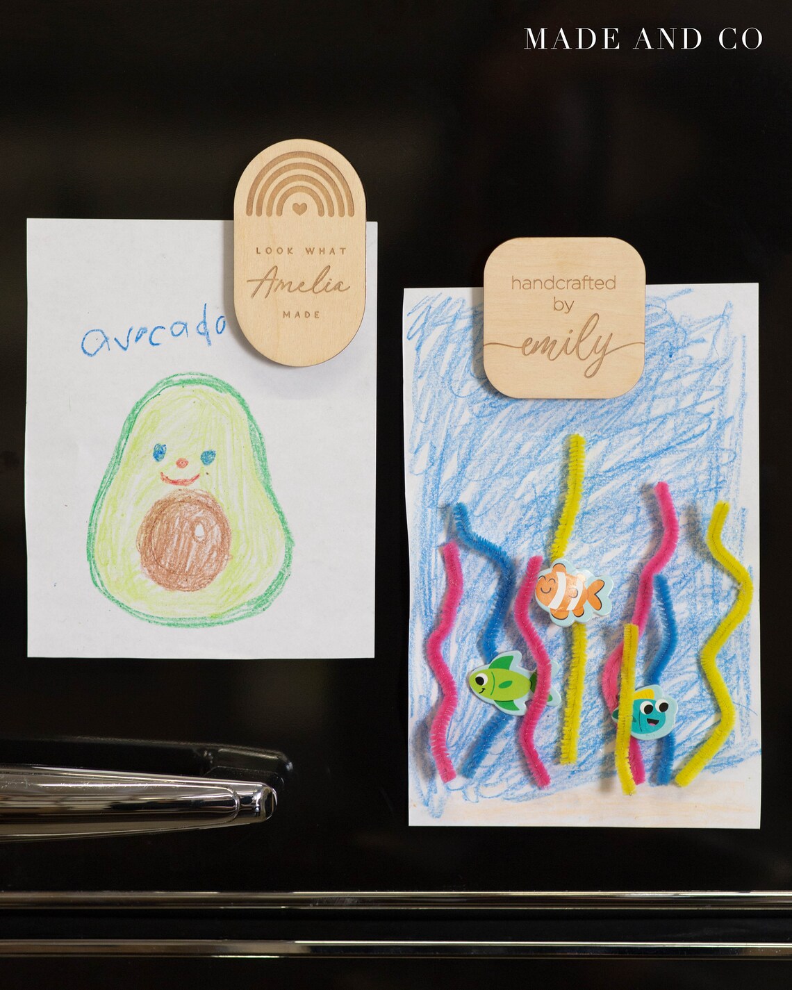 Custom Wood Engraved Boho Rainbow Magnet Look What I Made Magnet | Kids ...