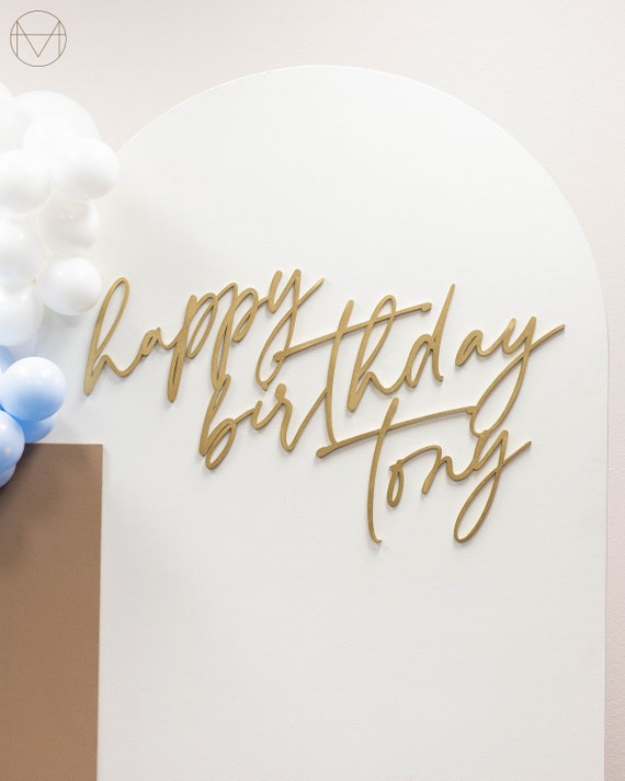 CUSTOM Happy Birthday Name Wood Sign Keepsake Baby Name | Etsy