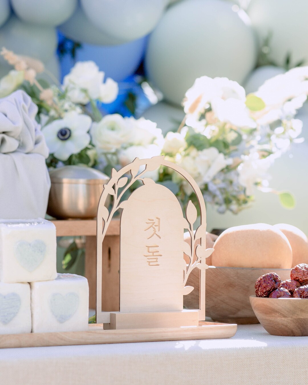 Custom-modern Traditional Korean Dohl Tower Wood Sign - Baekil 백일 100th ...