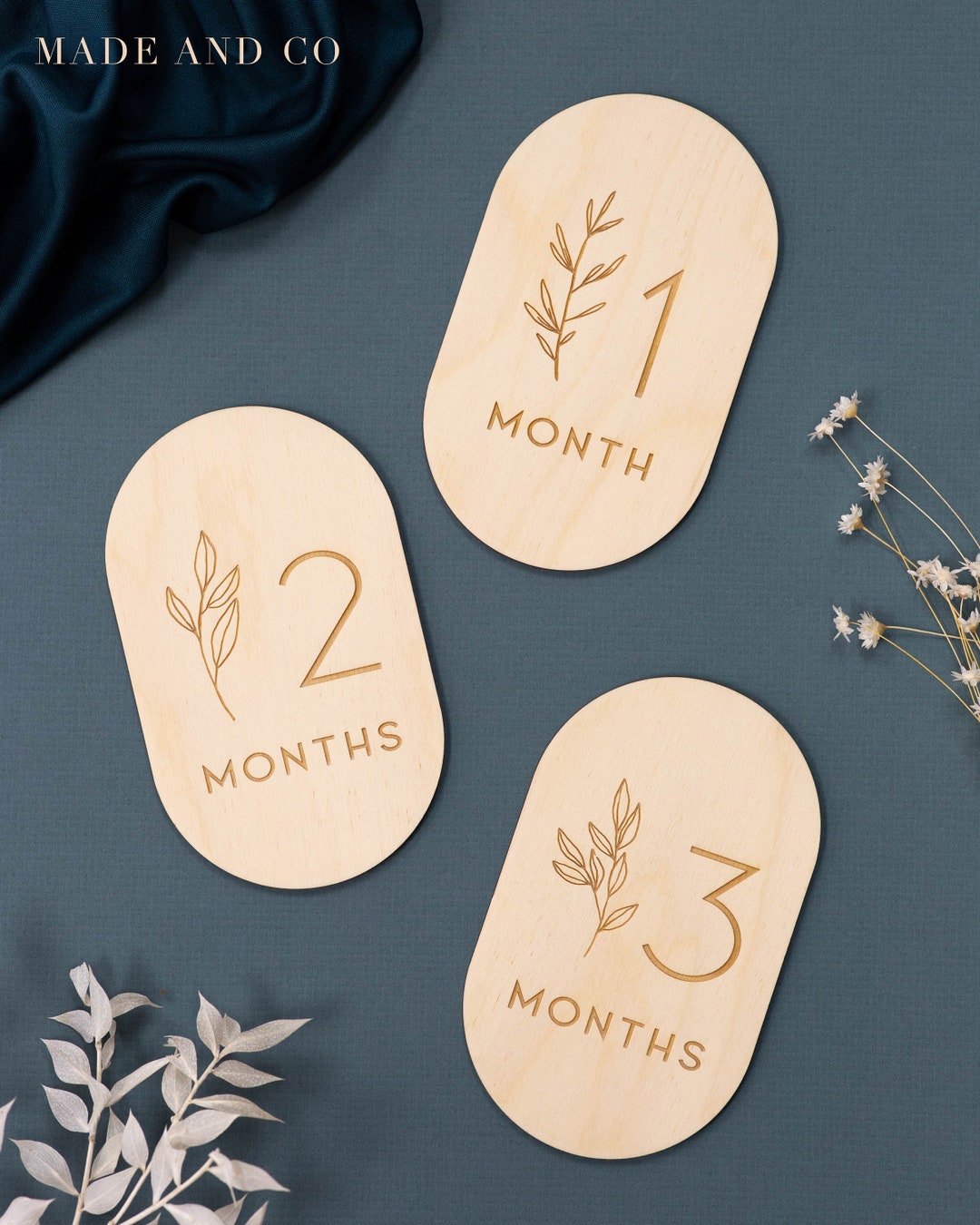 Wooden Baby Monthly Milestone Cards | Monthly Signs for Baby | Wood ...