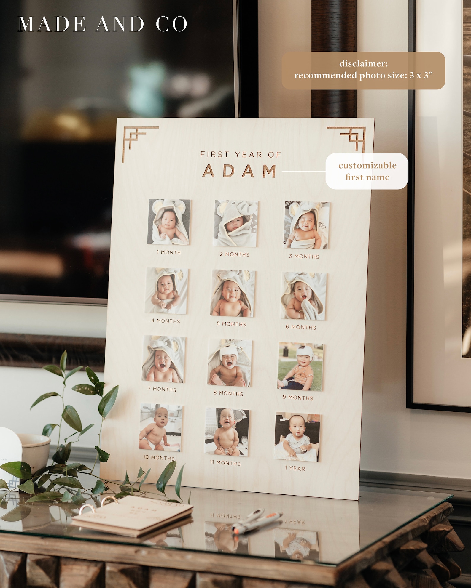 Baby's First Year Photo Sign | First Year of Custom Name | Wooden Baby ...