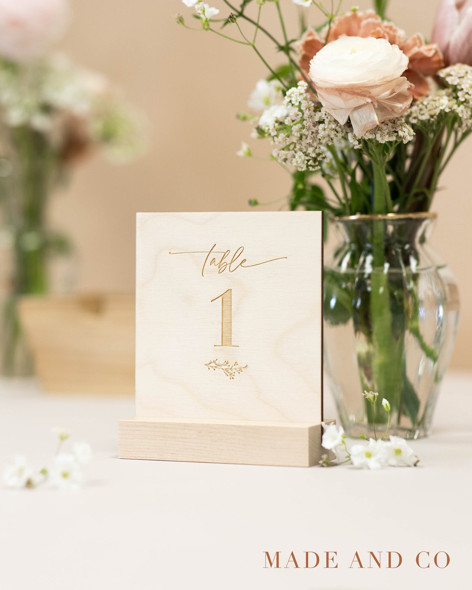 Wedding Table Numbers Engraved Square Wood Table Sign - Etsy