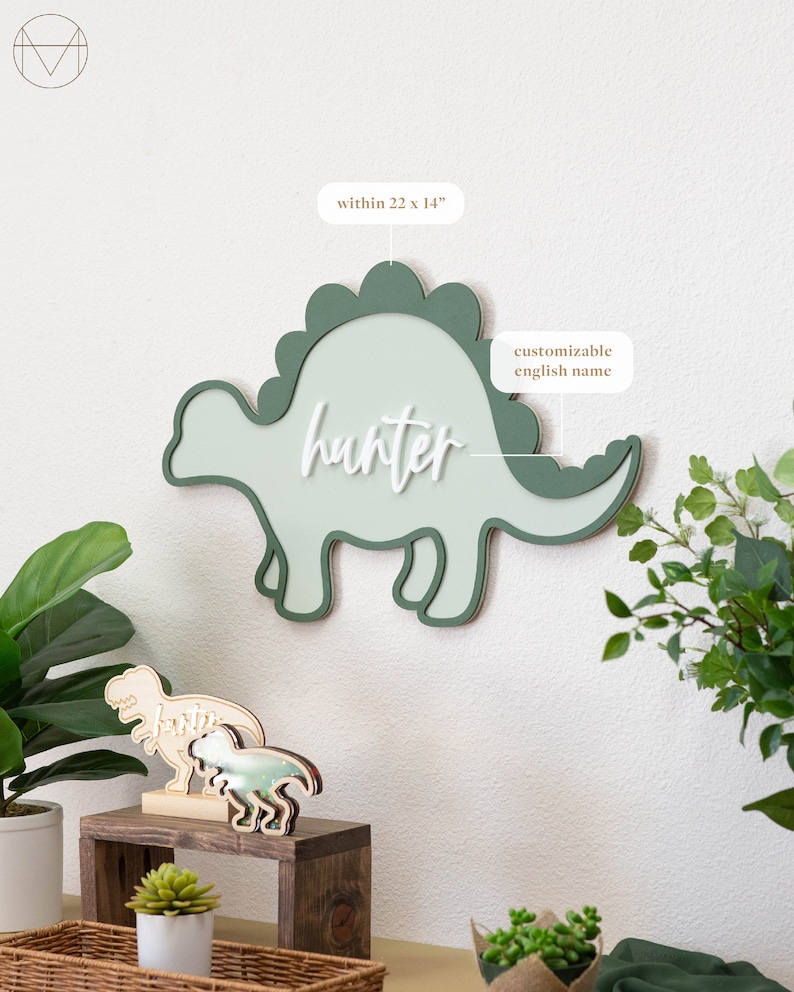 Personalized Wood Dinosaur Name Sign Handmade Hand Crafted | Etsy