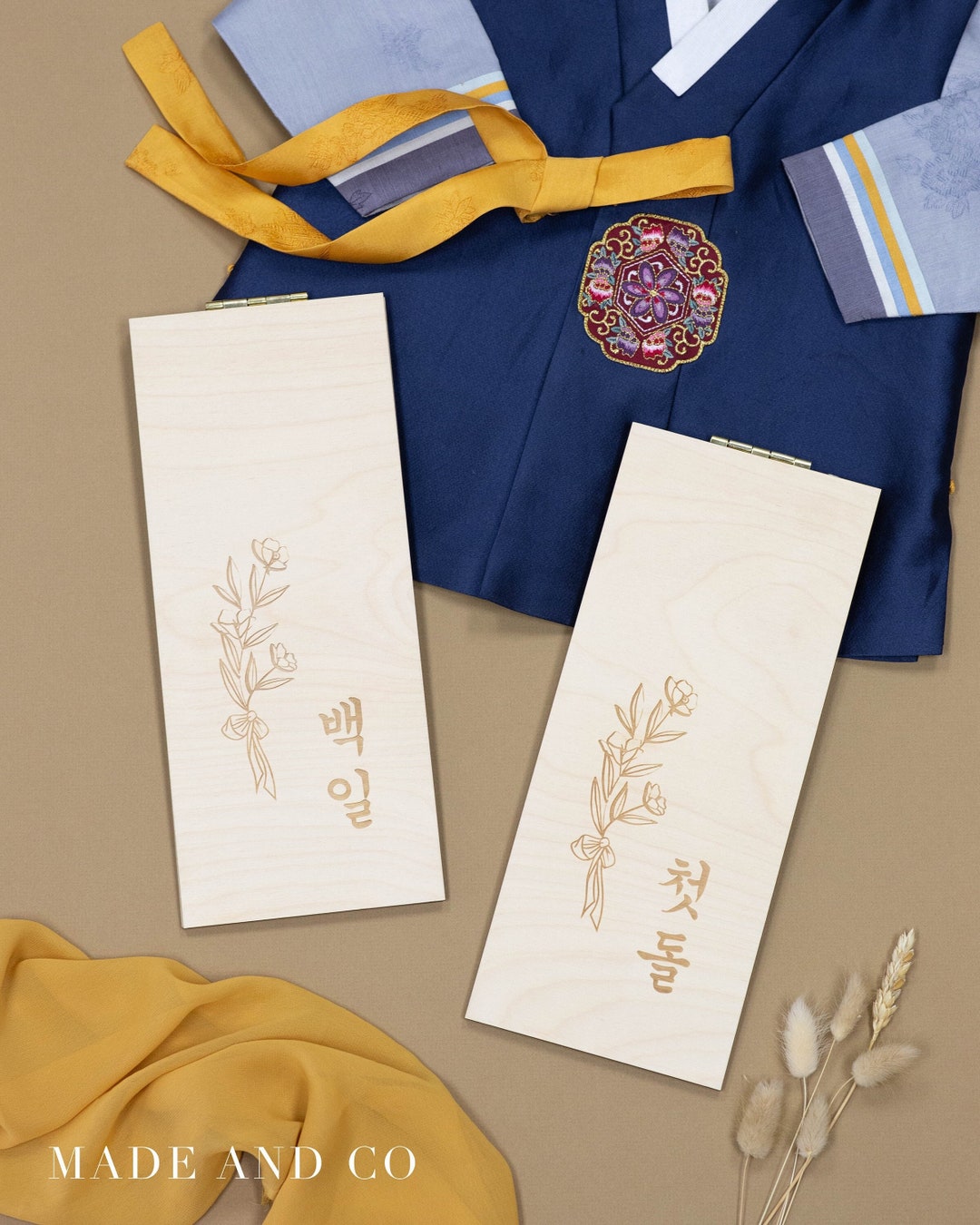 Custom-modern Traditional Korean Dohl Tower Wood Sign - Baekil 백일 100th ...