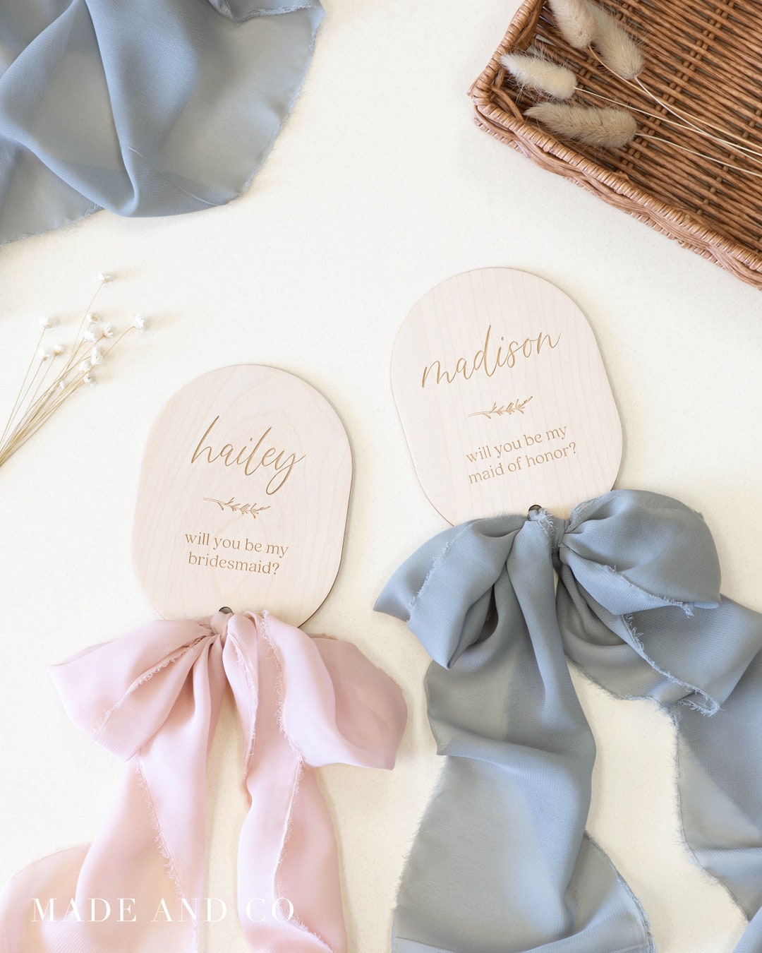 Custom Chiffon Ribbon Bridesmaid Gift Tag | Will You Be My Bridesmaid ...