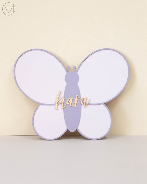 Hand Crafted Wood Butterfly Name Sign Spray Painted Wall - Etsy