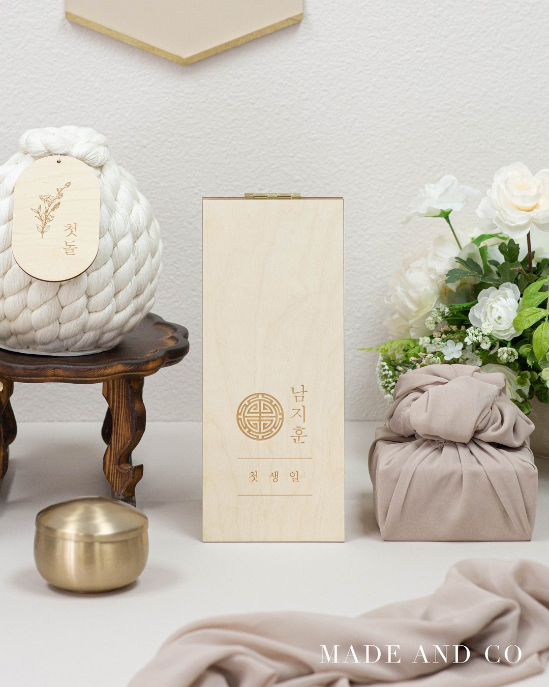 Custom-modern Traditional Korean Dohl Tower Wood Sign - Baekil 백일 100th ...