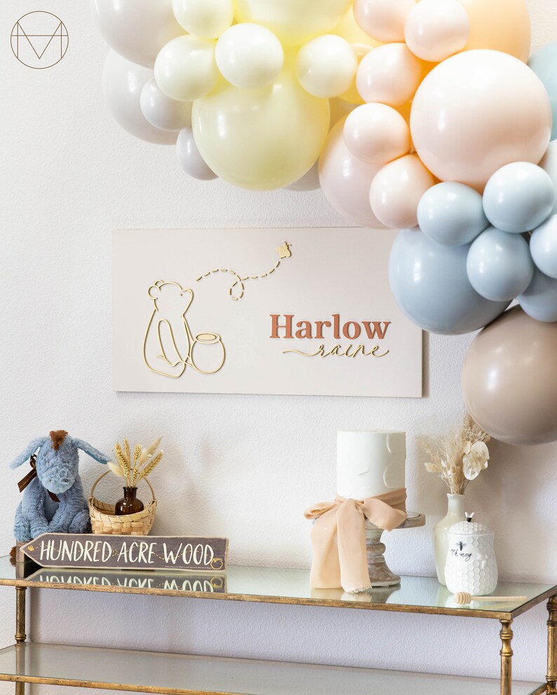 Winnie the Pooh Bear Custom Wood Dohl Name Sign Cursive Font - Etsy