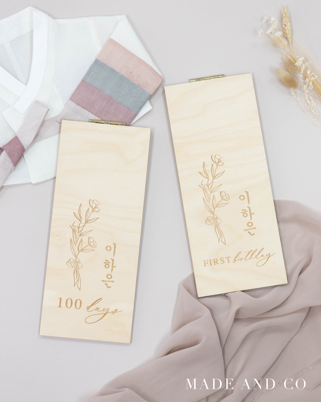 Custom-modern Traditional Korean Dohl Tower Wood Sign - Baekil 백일 100th ...