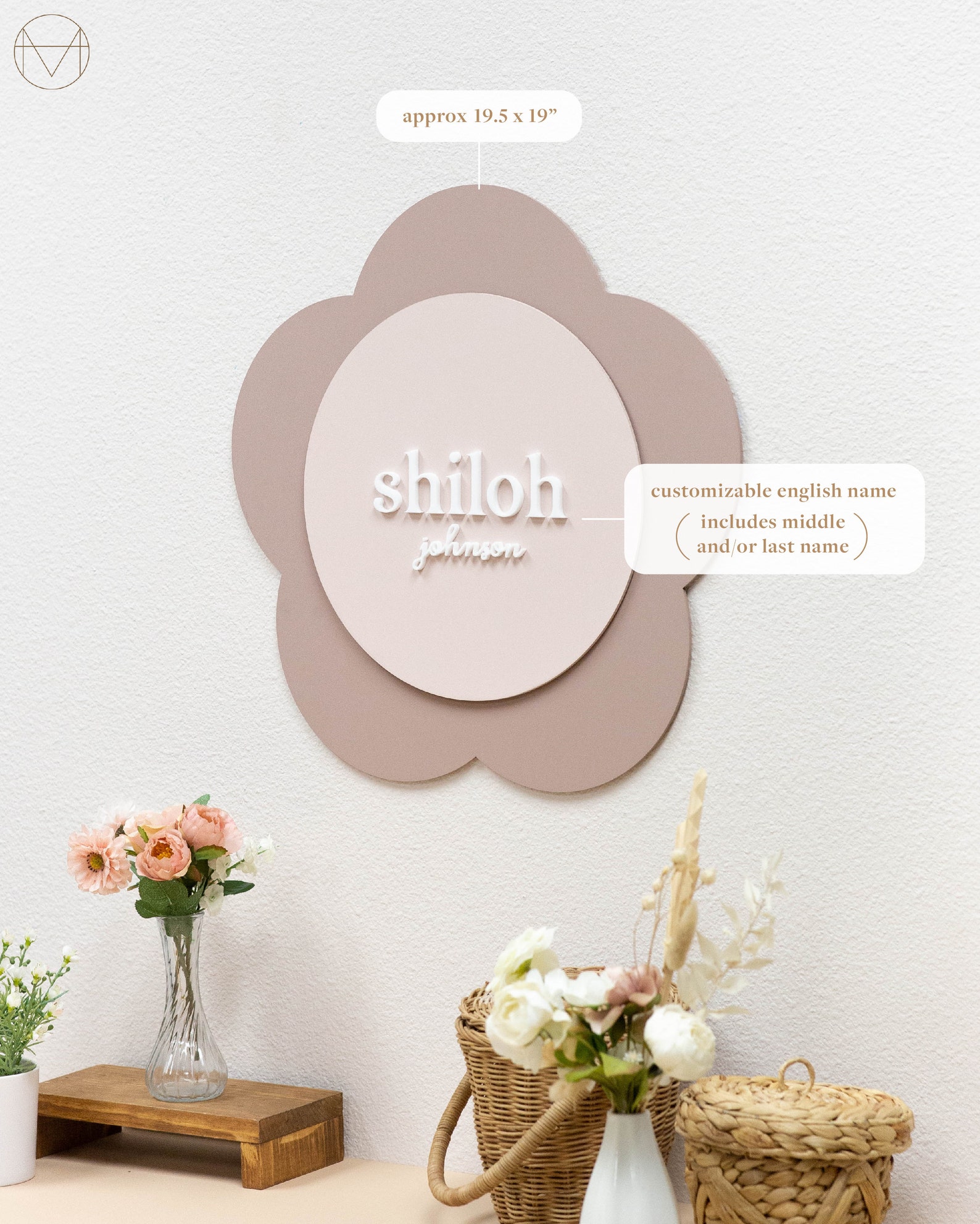 Wooden Flower Name Sign - Handmade, Hand Crafted, Daisy Theme, Birthday ...