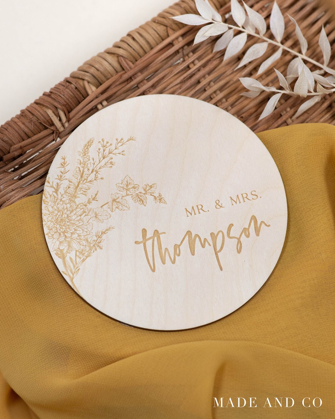 Custom-personalized Mr & Mrs Gift Tag, Engraved, Natural Birchwood ...