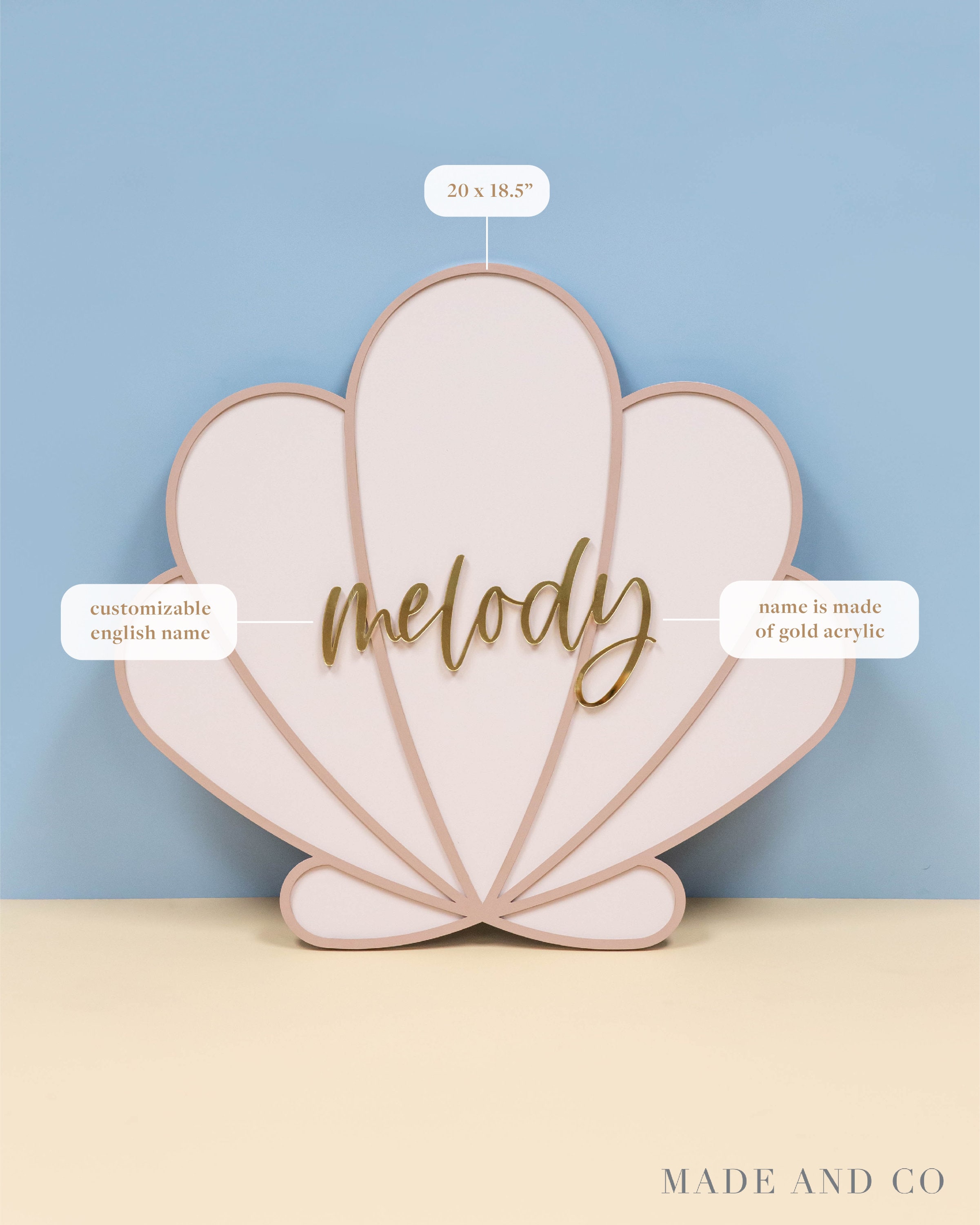 Hand Crafted Wood Seashell Name Sign | Spray Painted Wall Decor 20"x18 ...