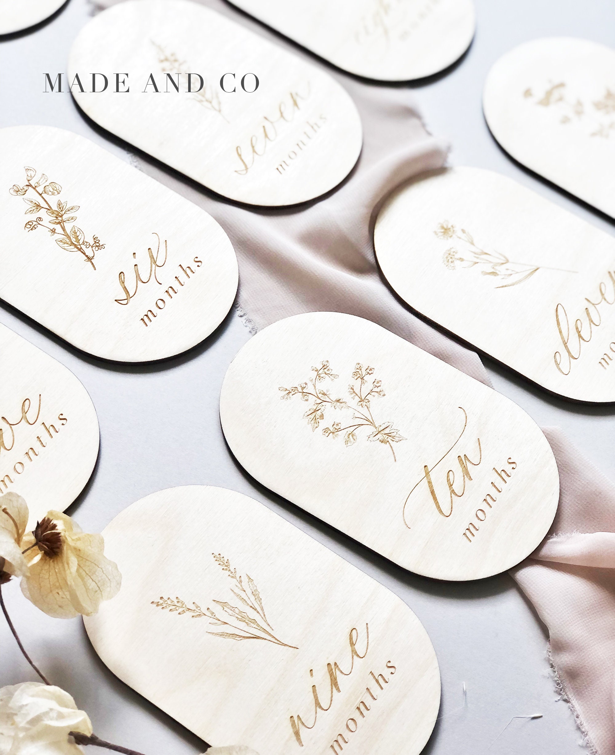 CUSTOM Wooden Baby Milestone Cards Engraved Natural - Etsy