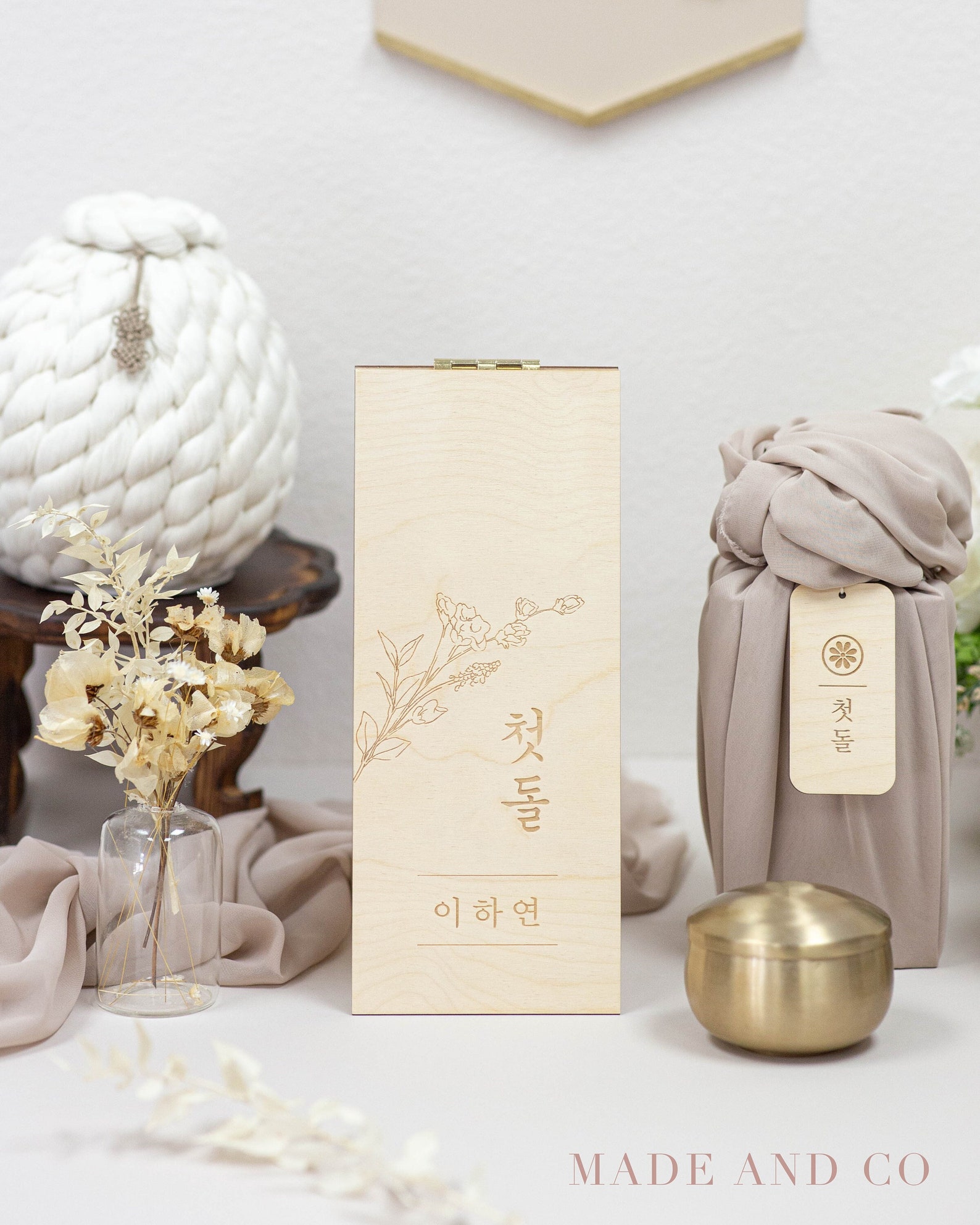 Custom-modern Traditional Korean Dohl Tower Wood Sign - Baekil 백일 100th ...