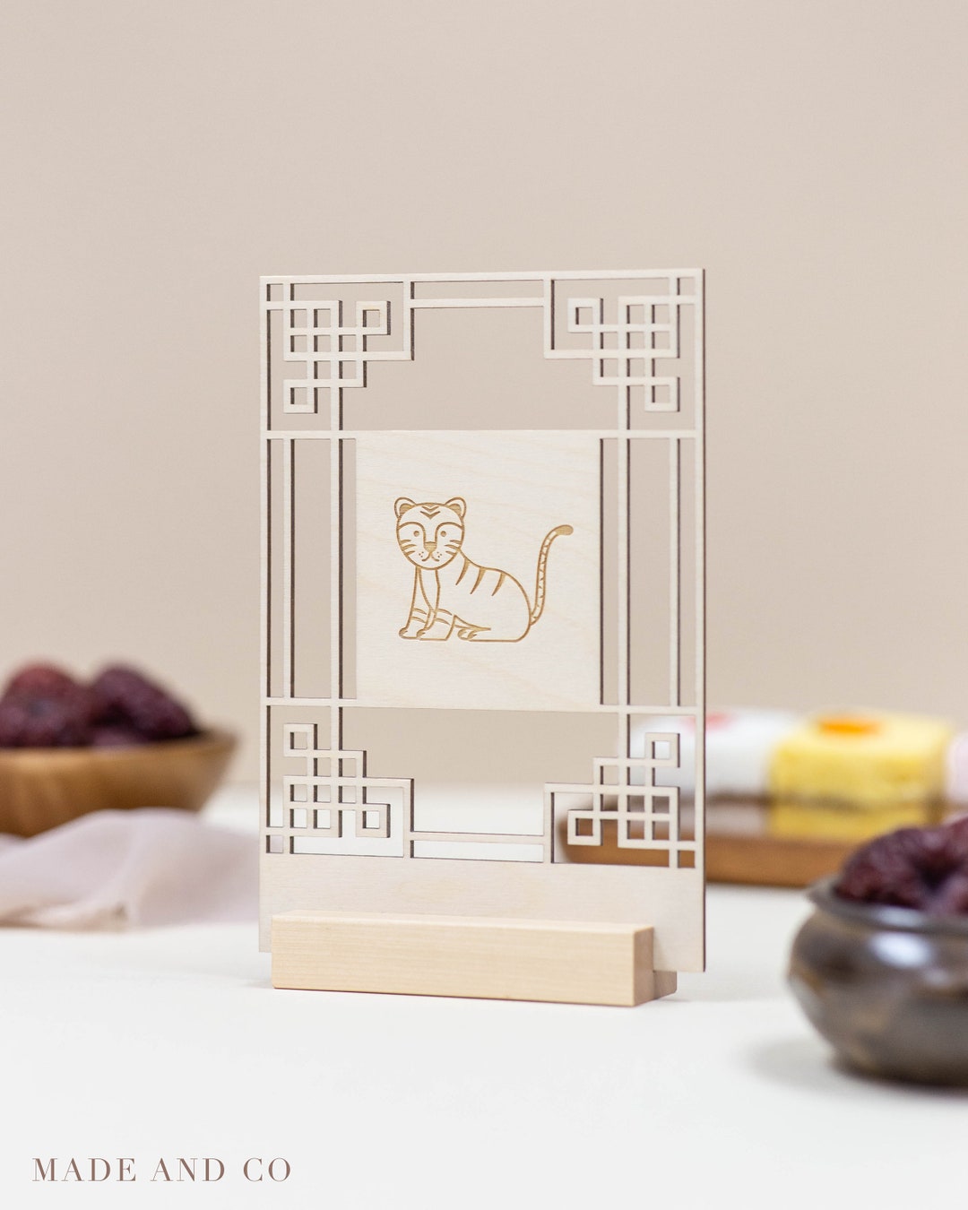 Modern Traditional Korean Dohl Tower Wood Sign - Baekil 백일 100th Day ...