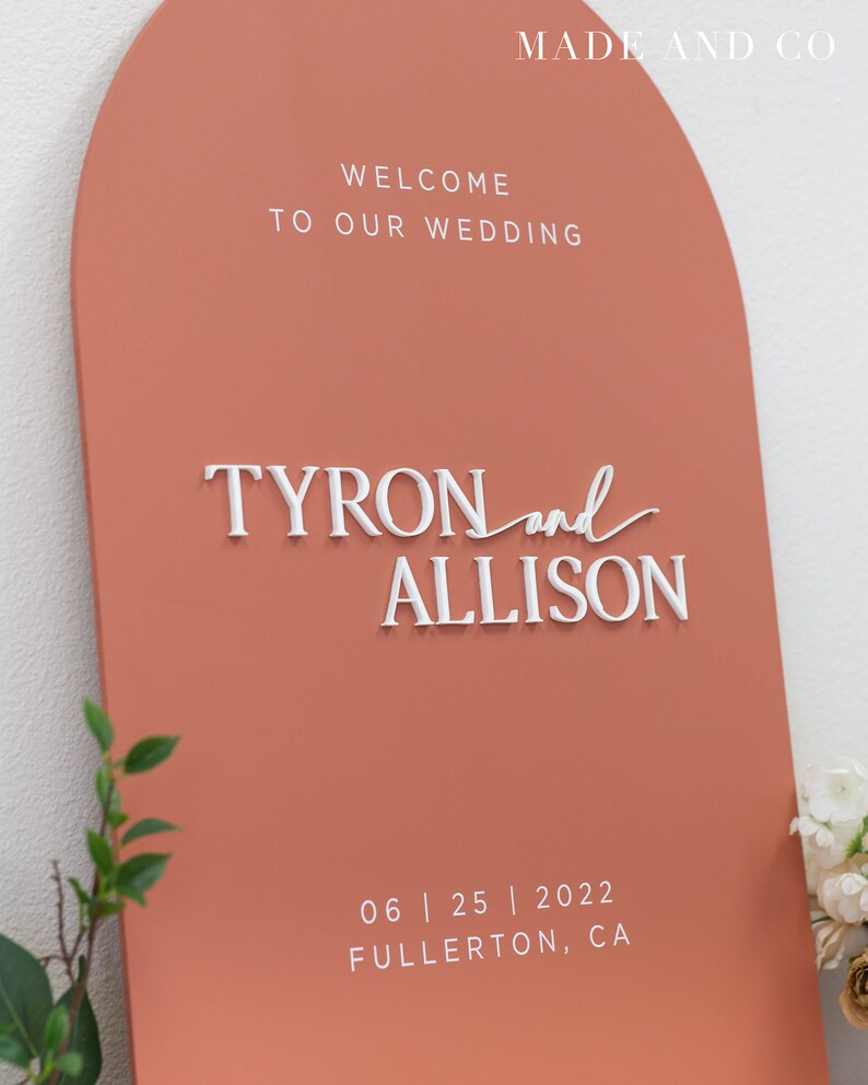 Terracotta Arched Wedding Welcome Sign Custom Wedding - Etsy