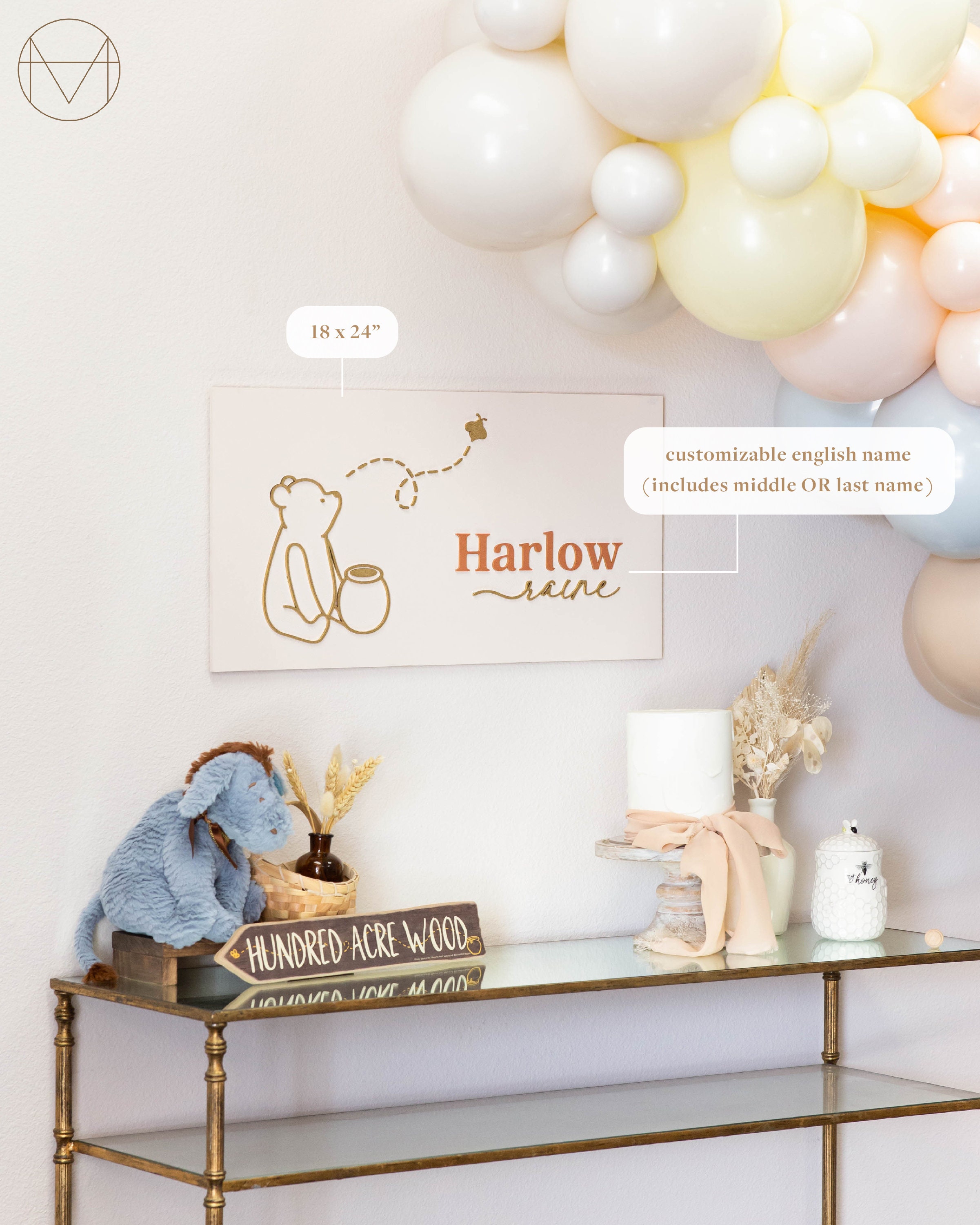 Winnie the Pooh Bear Custom Wood Dohl Name Sign Cursive Font - Etsy