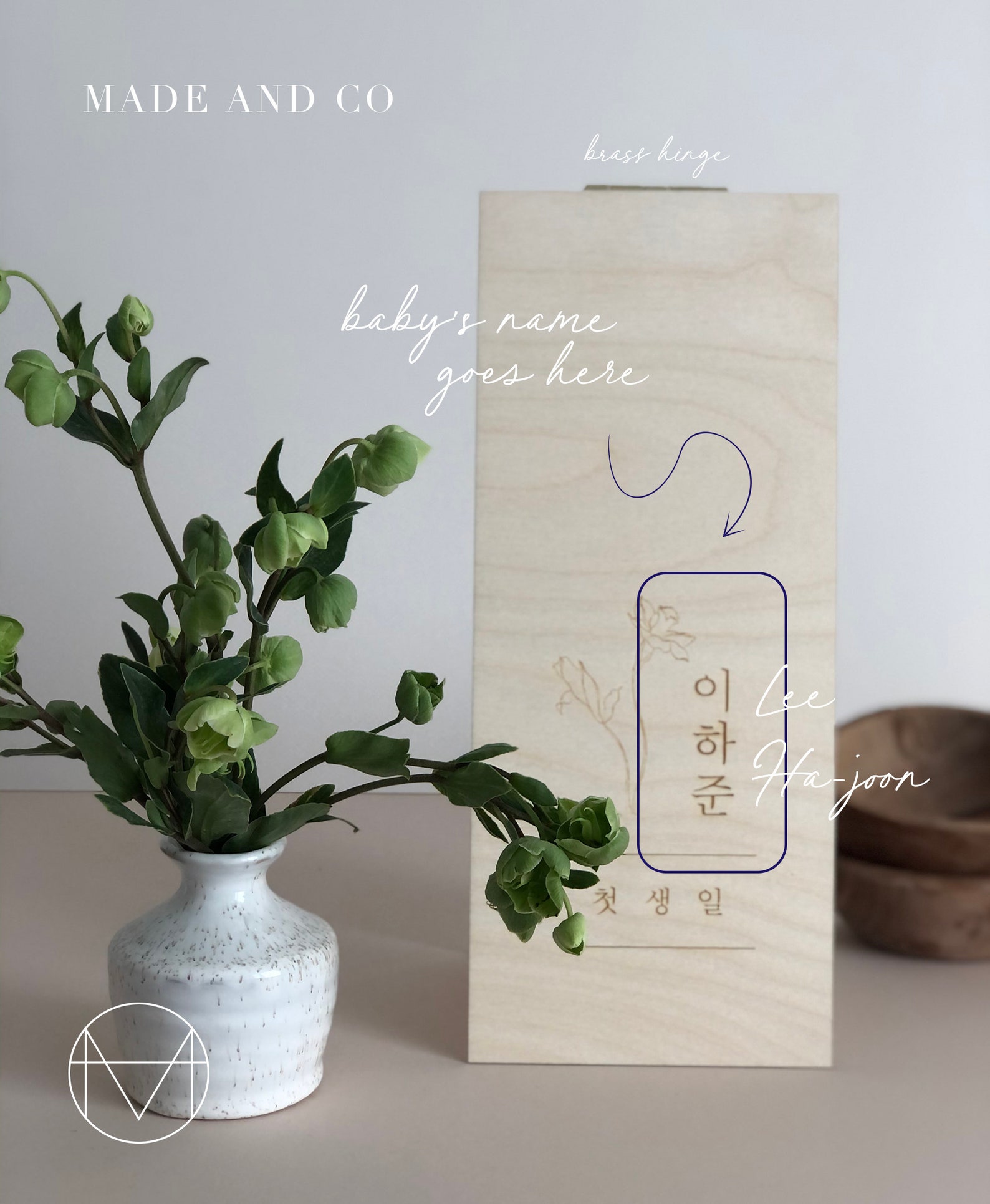 Custom-modern Traditional Korean Dohl Tower Wood Sign - Baekil 백일 100th ...