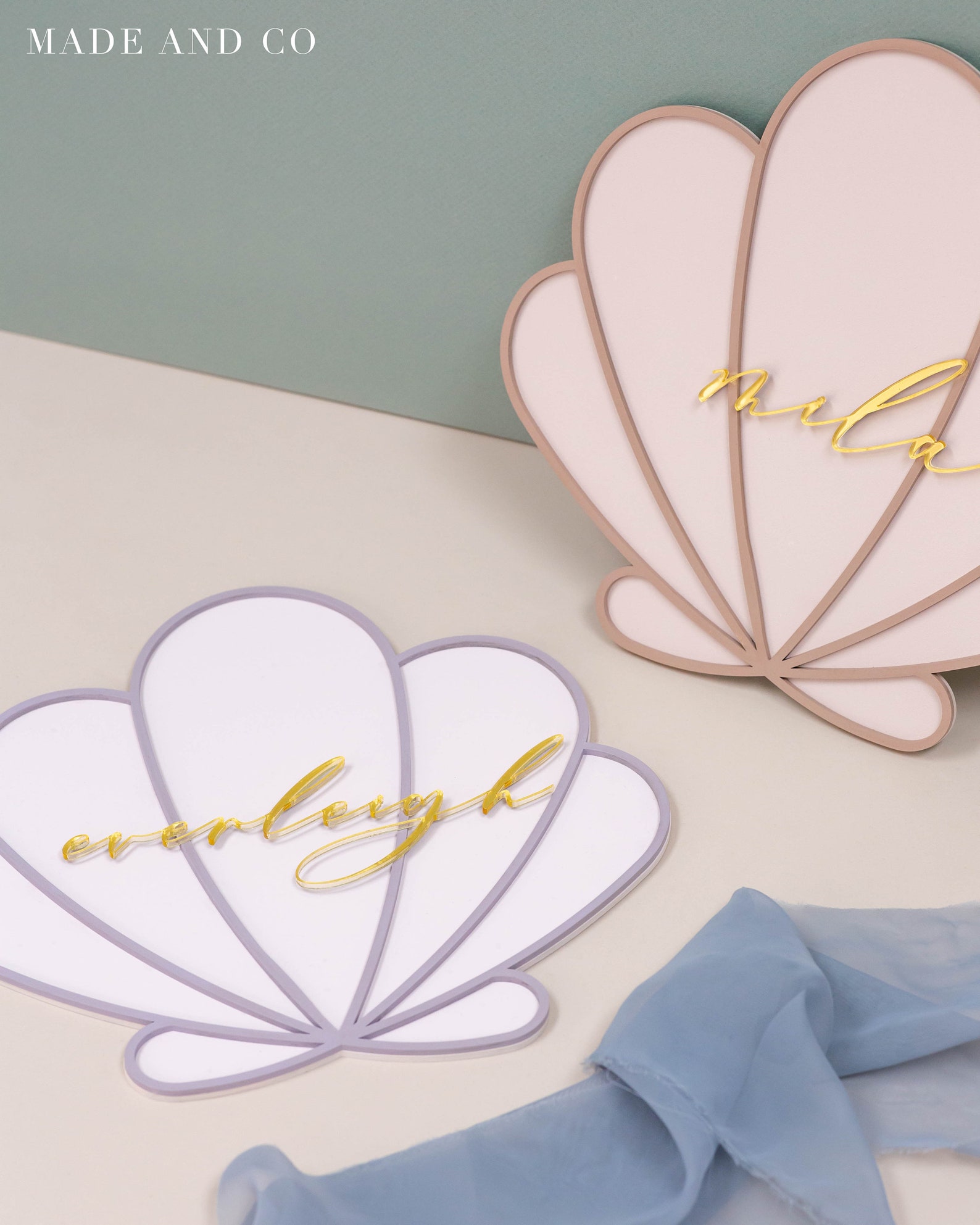 Hand Crafted Wood Seashell Name Sign | Spray Painted Wall Decor 20"x18 ...