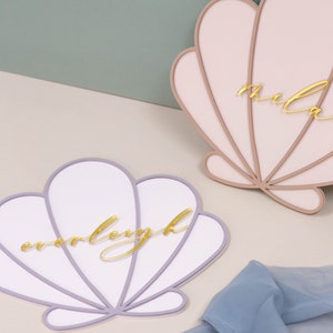 Hand Crafted Wood Seashell Name Sign | Spray Painted Wall Decor 20"x18 ...