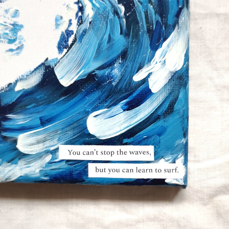 Blue Waves With Motivational Quote Square Mini Acrylic - Etsy
