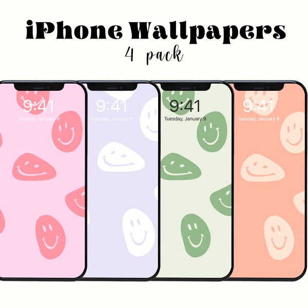 Smiley Face Retro Art Wallpapers for Phone - Etsy