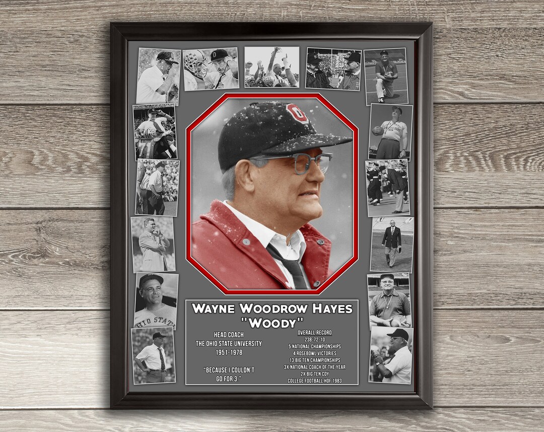 Woody Hayes Collage Ohio State Buckeyes - Framed Print for Fan Cave or ...
