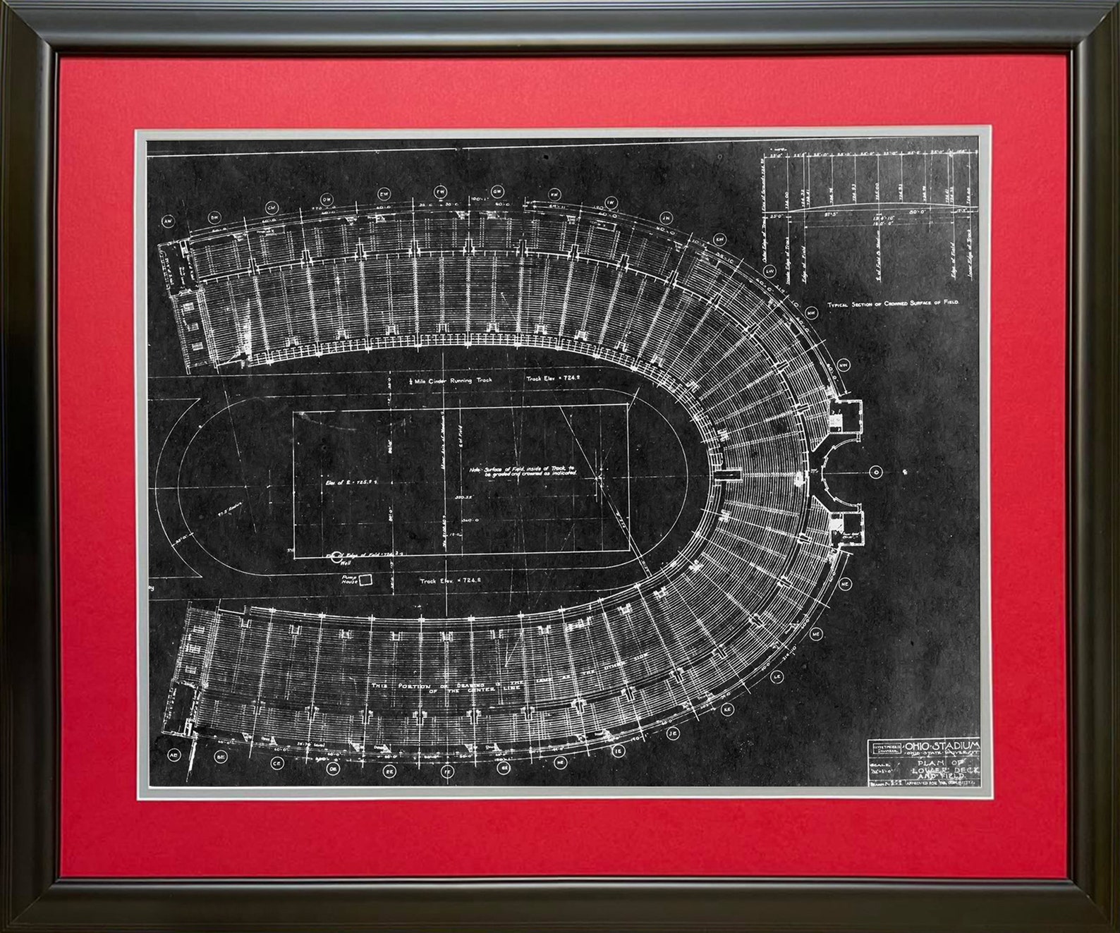 Ohio Stadium Blueprints - Framed - Etsy