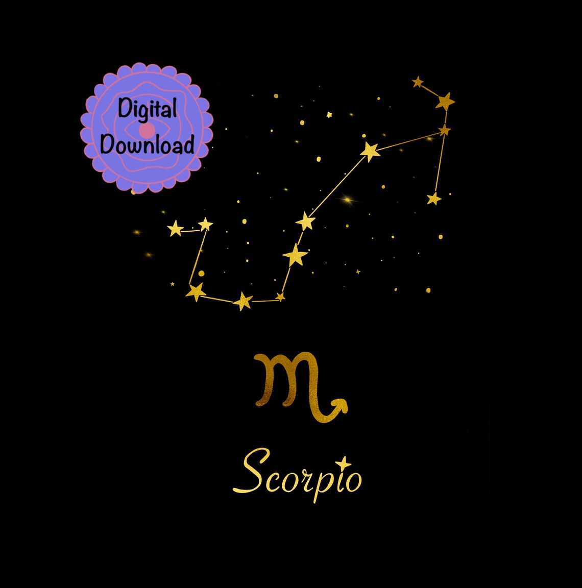 Scorpio, Zodiac Constellation Sign, Stars, Astrology, Digital Wall Art ...