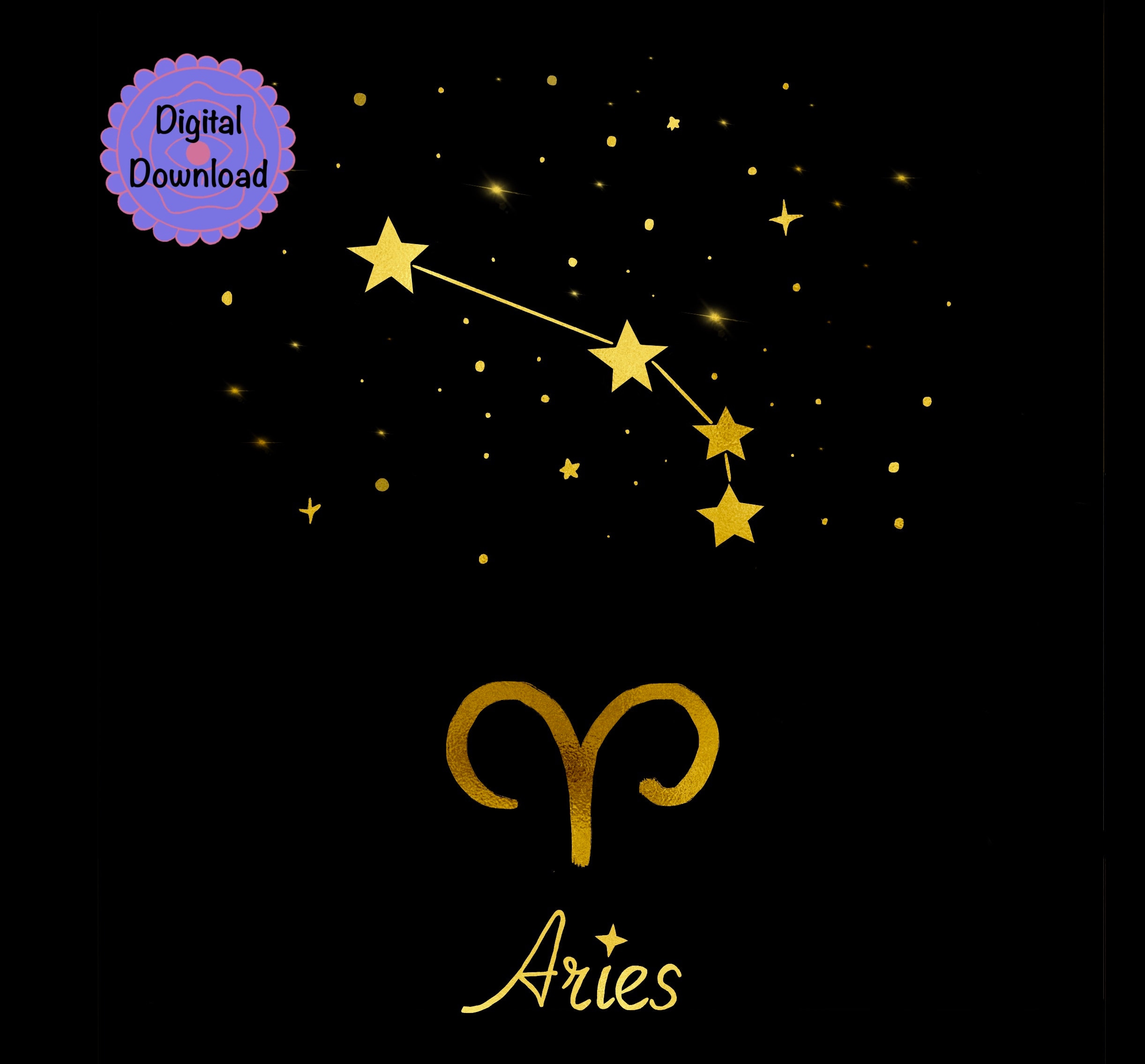 Aries Astrology Sign, Stars, Digital Wall Art, Zodiac Constellation ...