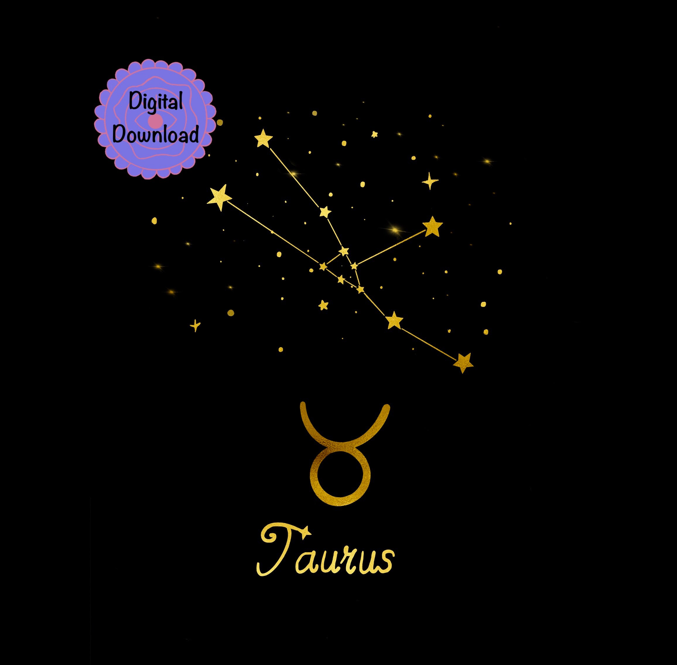 Taurus Zodiac Constellation, Stars, Digital Wall Art, Astrology Sign ...