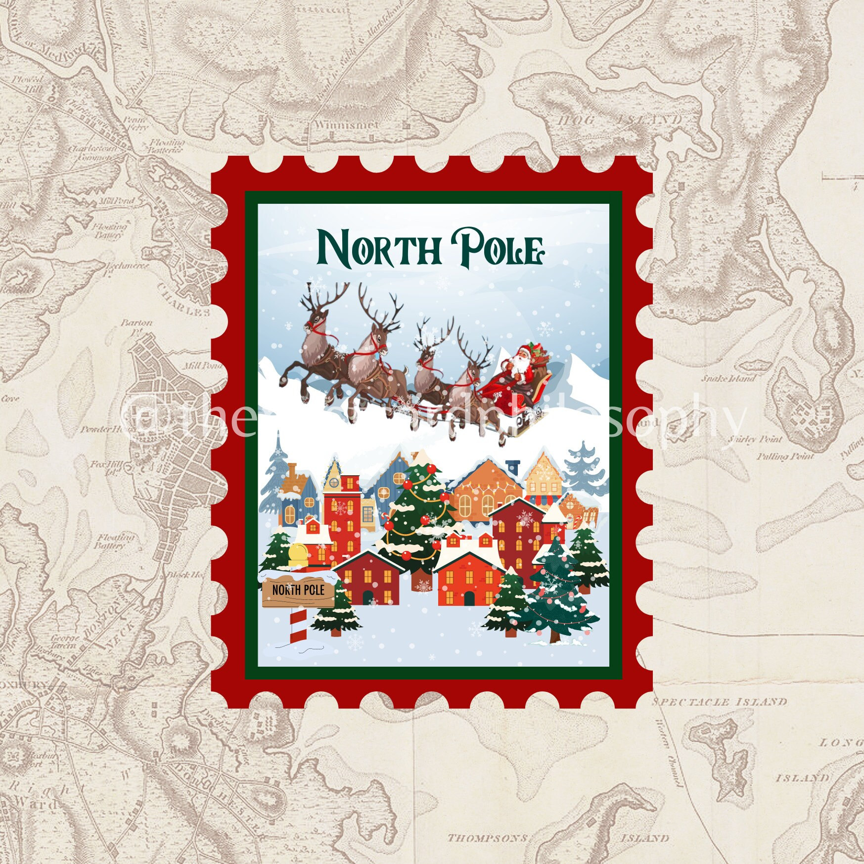 North Pole Sticker Stamp - Etsy
