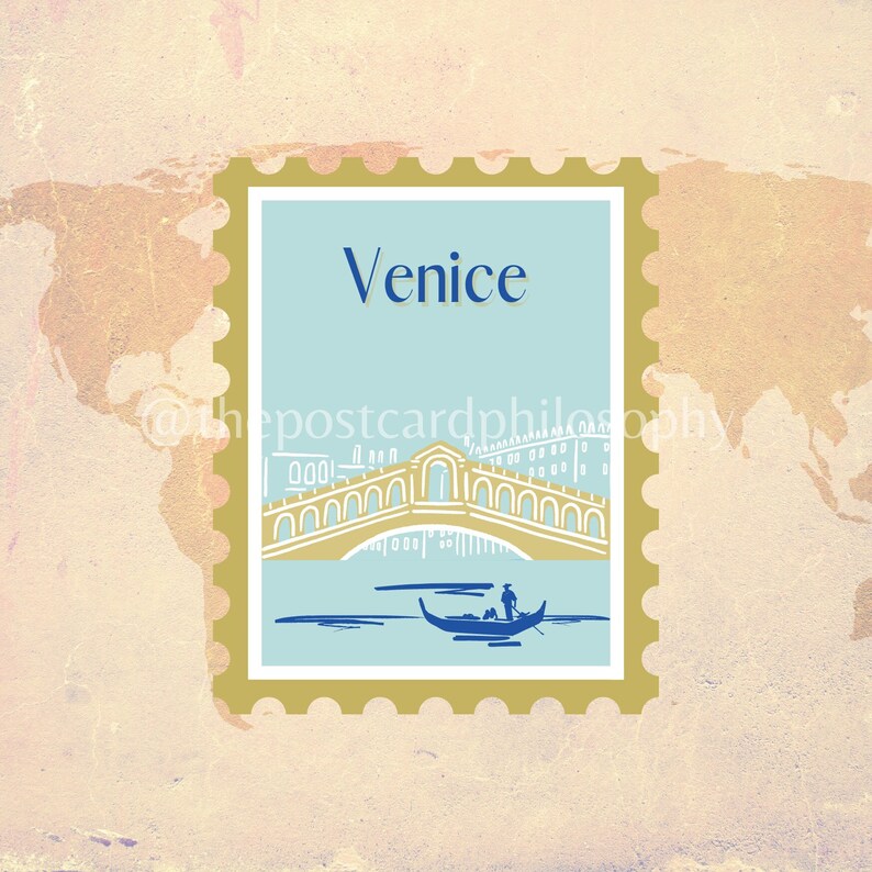 Venice Italy Sticker Stamp - Etsy