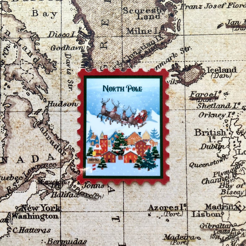 North Pole Sticker Stamp - Etsy
