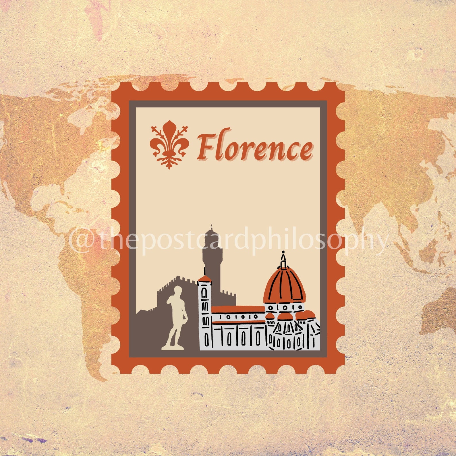 Florence Italy Sticker Stamp - Etsy