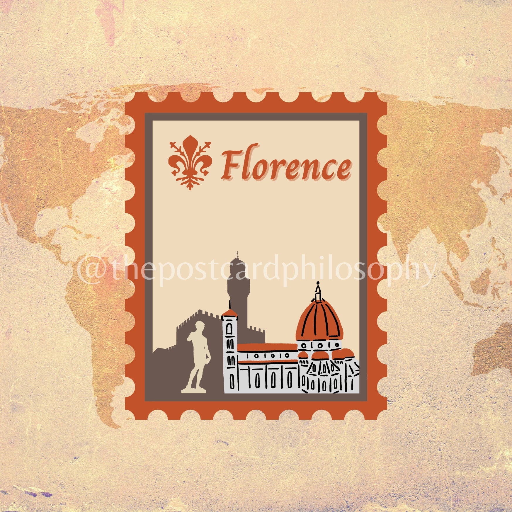 Florence Italy Sticker Stamp - Etsy