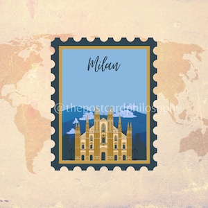 Milan Italy Sticker Stamp - Etsy