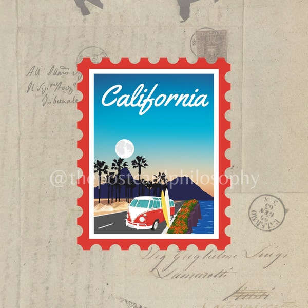 California Stamp - Etsy