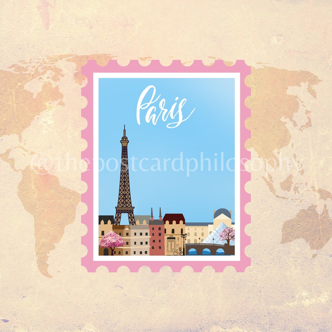 Paris France Sticker Stamp - Etsy