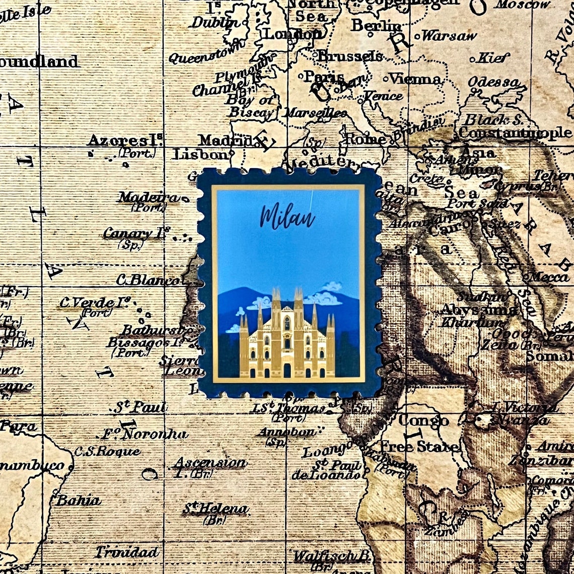 Milan Italy Sticker Stamp - Etsy